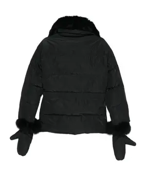 YVES SALOMON Quilted Down Jacket With Fur Trim And Drawstring Waist - Black