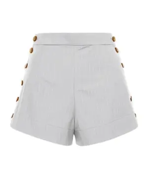 VIVIENNE WESTWOOD High-waisted Pinstripe Shorts With Button Embellishment - Grey