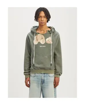 Palm Angels Logo Printed Distressed Hoodie
