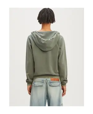Palm Angels Logo Printed Distressed Hoodie