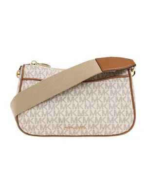 Michael Kors Monogram-patterned Zipped Crossbody Bag - Nude