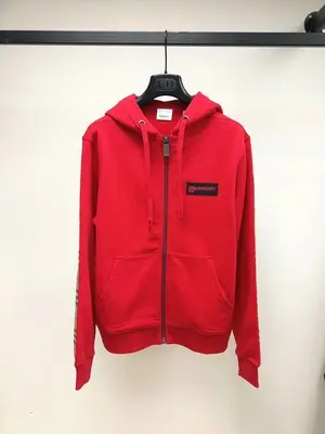 Burberry Checked Hooded Zip-up Sweatshirt