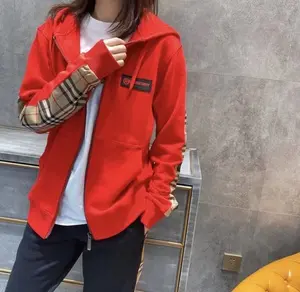 Burberry Checked Hooded Zip-up Sweatshirt