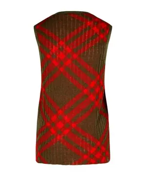 Burberry Check-pattern Ribbed-knit Sleeveless Top