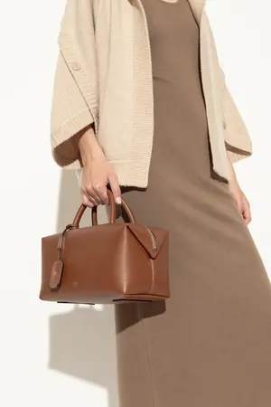 Max Mara Logo Stamp Zip-up Tote Bag - Brown