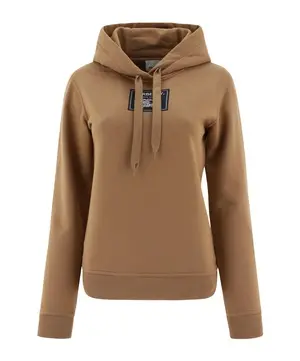 Burberry Logo Patch Drawstring Hoodie - Camel