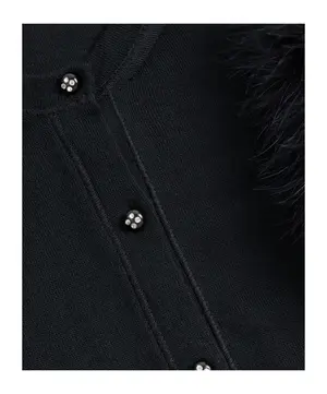 Valentino Garavani Crewneck Short Sleeve Knitted Cardigan With Feather Detail