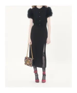 Valentino Garavani Crewneck Short Sleeve Knitted Cardigan With Feather Detail