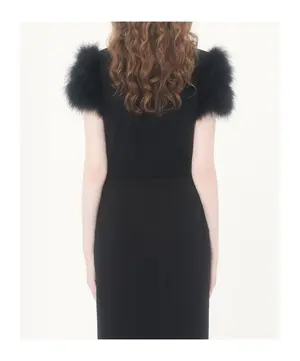 Valentino Garavani Crewneck Short Sleeve Knitted Cardigan With Feather Detail