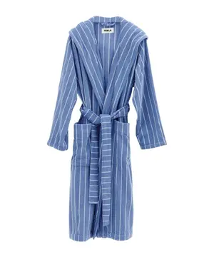 TEKLA Marseille Striped Hooded Bathrobe - Blue