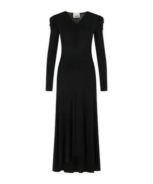 Isabel Marant Étoile Long Sleeve V-neck Dress - Black