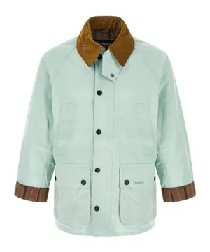 Barbour Long-sleeved Jacket With Corduroy Collar And Logo Embroidery - Green