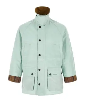 Barbour Long-sleeved Jacket With Corduroy Collar And Logo Embroidery - Green