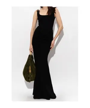 Versace Buckled Ruched Maxi Dress