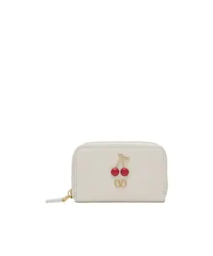 Valentino Garavani Cherryfic Vlogo Signature Zip-up Wallet - White