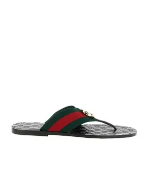 Gucci Gg Embossed Leather Thong Sandals - Multicolor