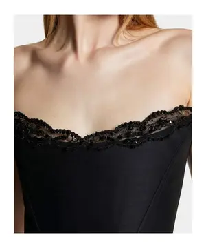 Dsquared2 Paris Corset Top With Beaded Lace Trim
