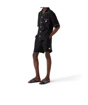Casablanca Embroidered Terry Pool Slides - Black