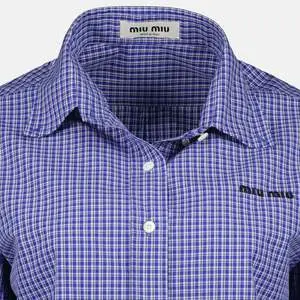 Miu Miu Checked Button-up Shirt With Embroidered Logo
