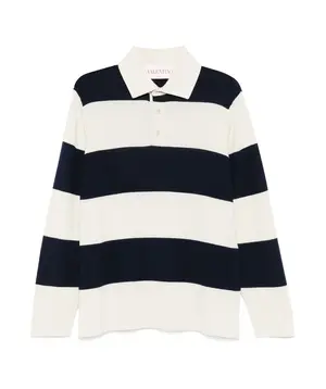 Valentino Garavani Striped Long Sleeve Polo Shirt - No