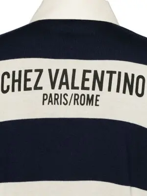 Valentino Garavani Striped Long Sleeve Polo Shirt - No