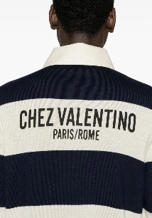 Valentino Garavani Striped Long Sleeve Polo Shirt - No