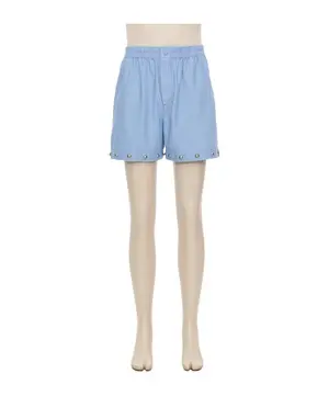 Valentino Garavani Elastic Waist Shorts With Embellished Hem - Blue