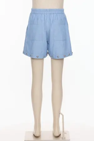 Valentino Garavani Elastic Waist Shorts With Embellished Hem