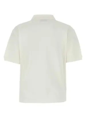 Miu Miu Short-sleeved Polo Shirt With Embroidered Logo - White