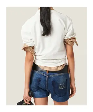 Miu Miu Short-sleeved Polo Shirt With Embroidered Logo - White