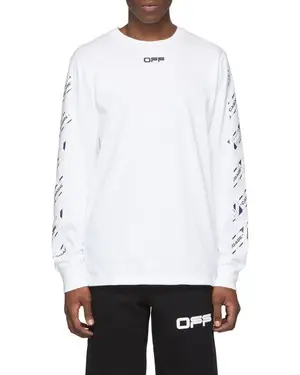 Off-White Logo Printed Long-sleeved T-shirt - White