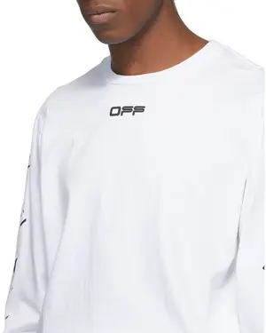 Off-White Logo Printed Long-sleeved T-shirt - White