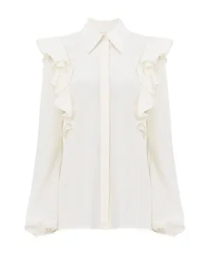 Chloé Ruffled Long-sleeved Shirt - White