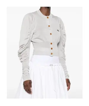 VIVIENNE WESTWOOD Eli Cropped Cardigan - Light Grey