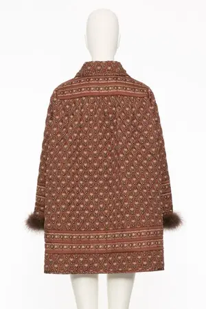 Valentino Garavani Long Sleeve Jacket With Fur Trim