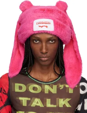 CHARLES JEFFRREY LOVERBOY Faux Fur Ribbed Beanie