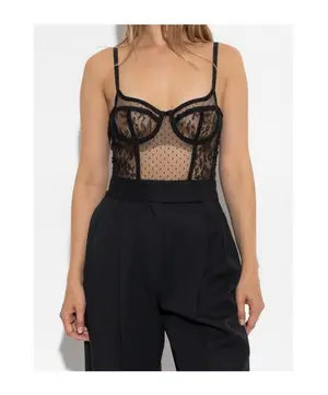 Dolce & Gabbana Lace Bodysuit With Plunging Neckline