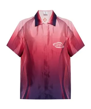 Casablanca Cuban Collar Short Sleeve Shirt - Red