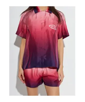 Casablanca Cuban Collar Short Sleeve Shirt - Red