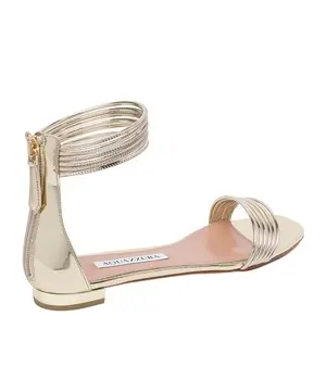 AQUAZZURA Metallic Strappy Sandals With Zipper Closure