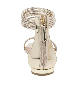 AQUAZZURA Metallic Strappy Sandals With Zipper Closure