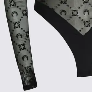MARINE SERRE Logo Detail Long-sleeve Bodysuit - Black