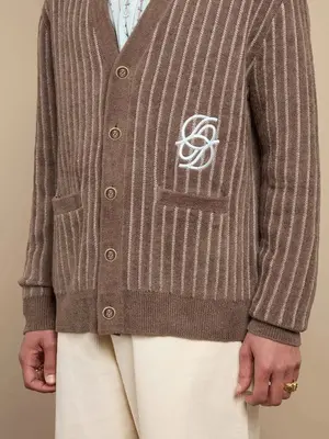 Drole De Monsieur Monogram Stripe Cardigan