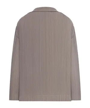 Giorgio Armani Pleated Twin-set Top With Lapel Design - Gray