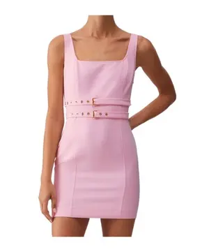 Liu Jo Belted Mini Dress With Square Neckline
