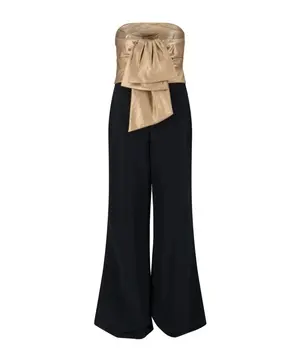 Ralph Lauren Strapless Jumpsuit With Draping And Bow Detail