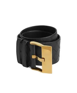 Bottega Veneta Large Woven Leather Belt - Black