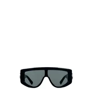 Gucci Rectangular Frame Sunglasses With Double G Detail - Bright Black