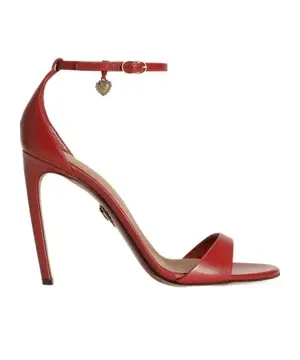 Dolce & Gabbana Leather Stiletto Heeled Sandals - Red