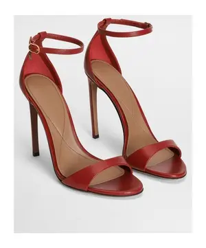 Dolce & Gabbana Leather Stiletto Heeled Sandals - Red